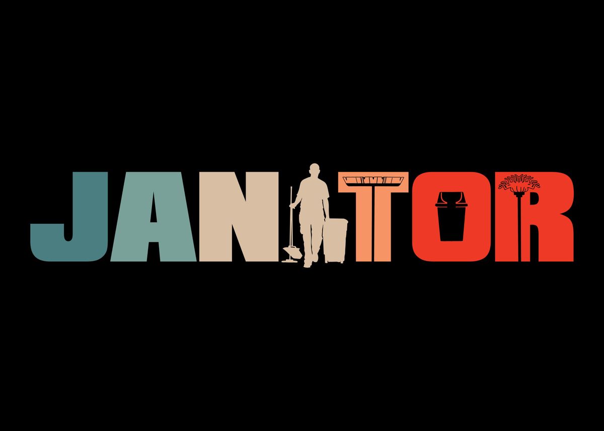'Retro Janitor Caretaker' Poster, picture, metal print, paint by ...