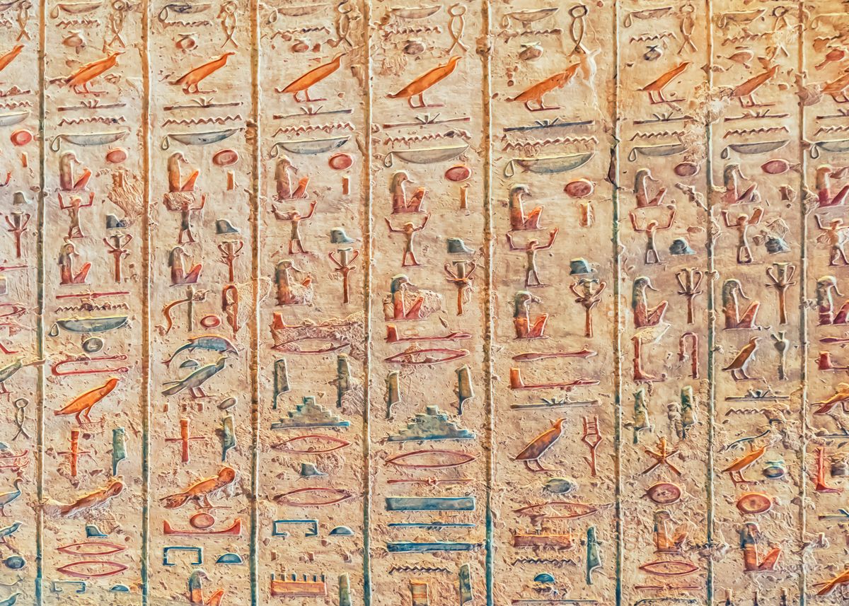 'Hieroglyphs' Poster, picture, metal print, paint by Mango Art | Displate