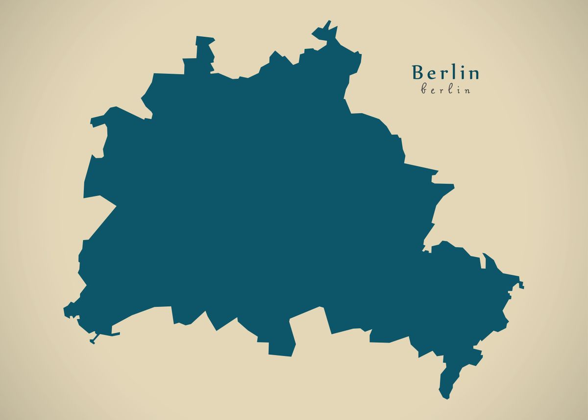 'Berlin federal state map' Poster, picture, metal print, paint by Ingo ...