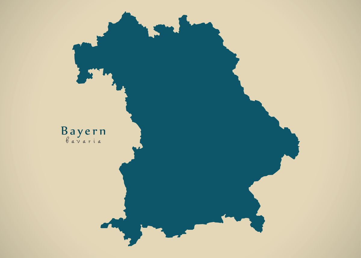 'Bavaria federal state map' Poster by Ingo Menhard | Displate