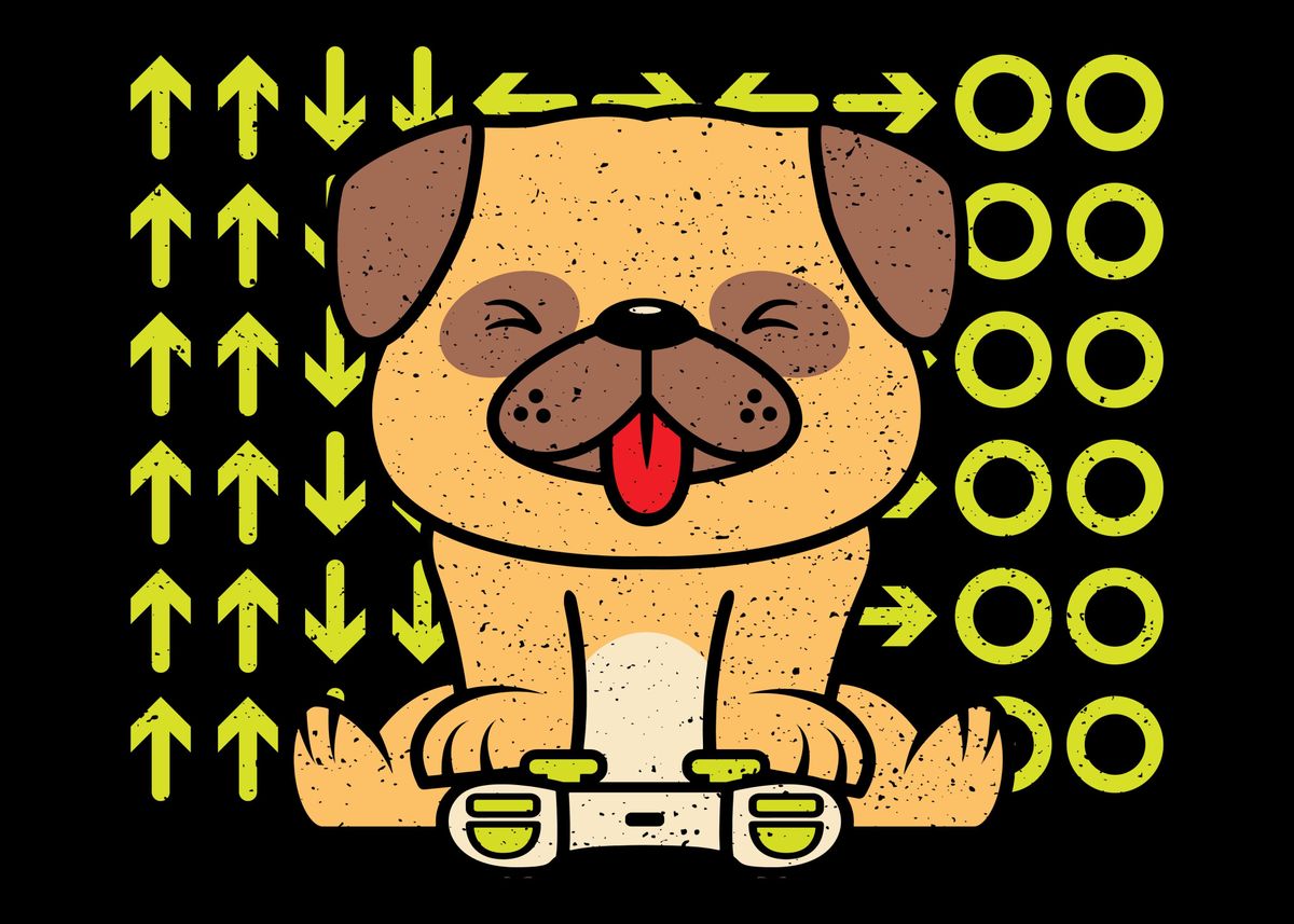 'Gamer Pug' Poster by DesignsByJnk5 | Displate