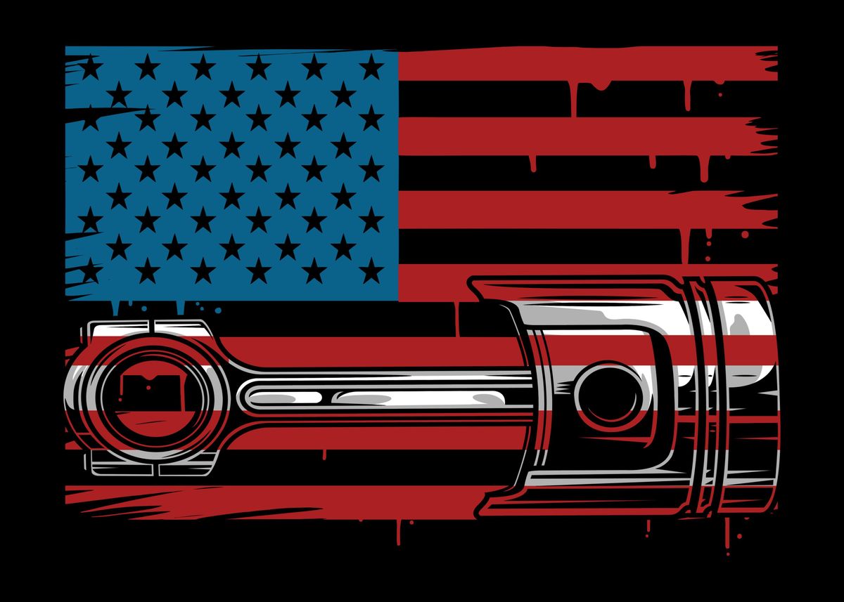 'American Flag Car Mechanic' Poster, picture, metal print, paint by ...