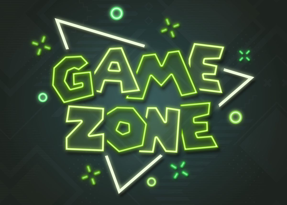'Game Zone Neon Sign' Poster, picture, metal print, paint by ...