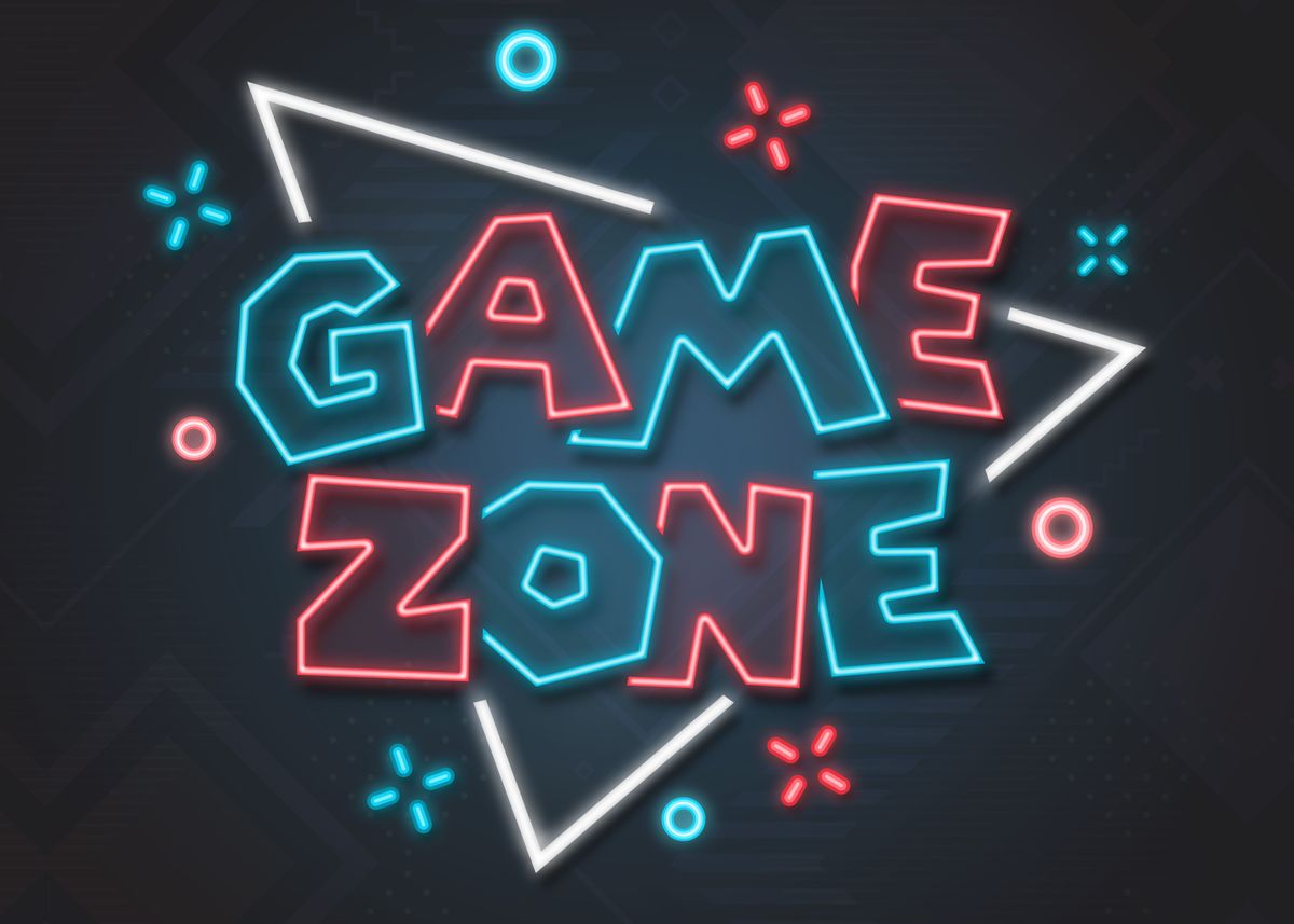 'Game Zone Neon Sign' Poster, picture, metal print, paint by ...