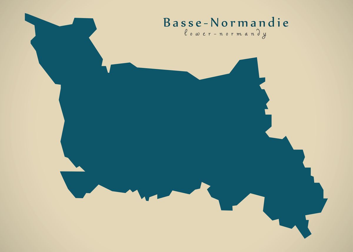 'Lower Normandy region map' Poster by Ingo Menhard | Displate