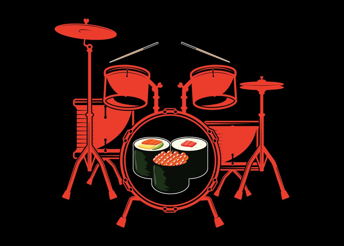 'Sushi Drum Set Fish Rice' Poster, picture, metal print, paint by ...