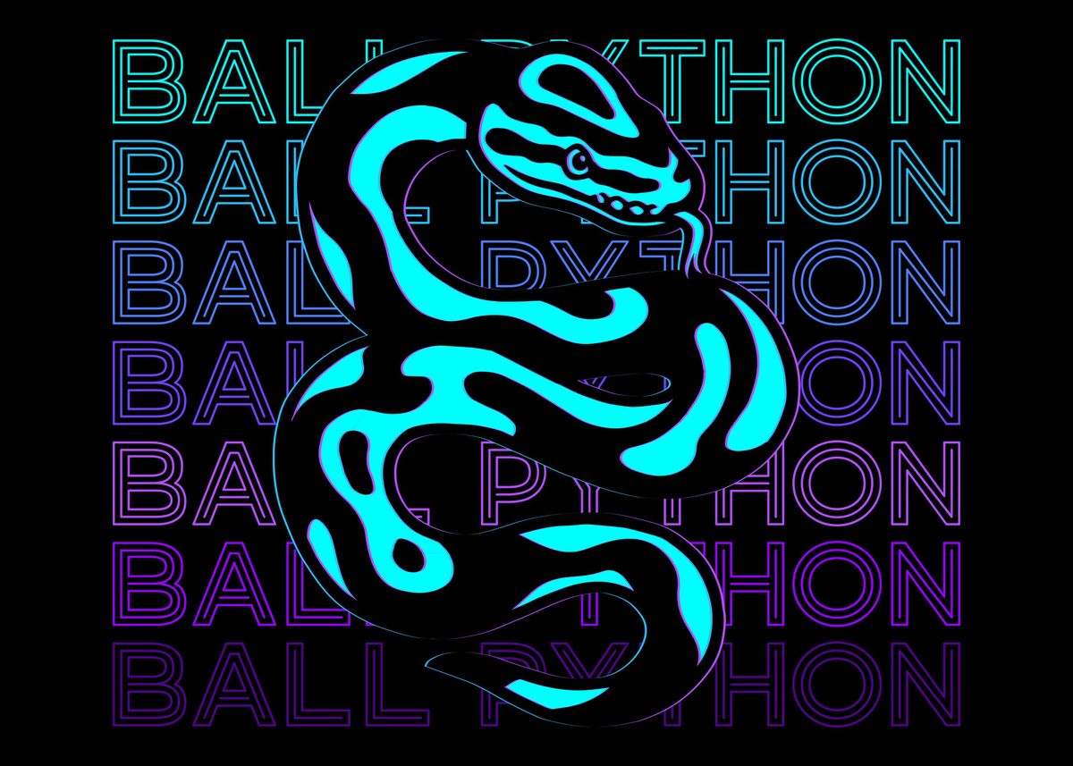 'Ball Python Snake Retro' Poster, picture, metal print, paint by ...