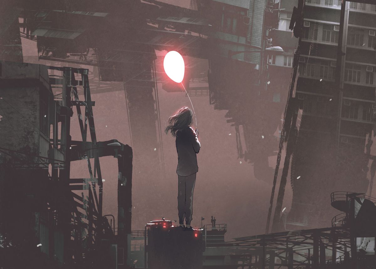 'The red balloon' Poster, picture, metal print, paint by Designersen ...