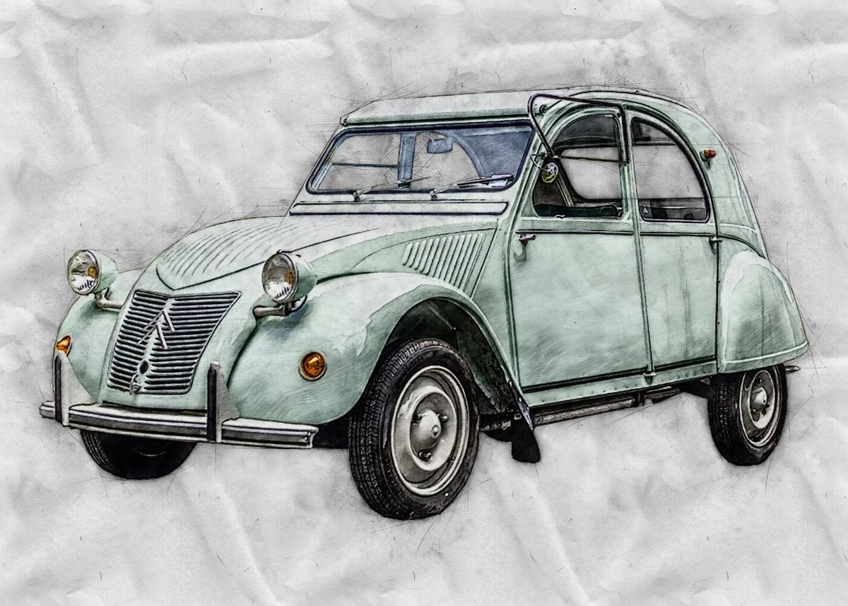 '1958 Citroen 2CV' Poster, picture, metal print, paint by Pixxelworks ...
