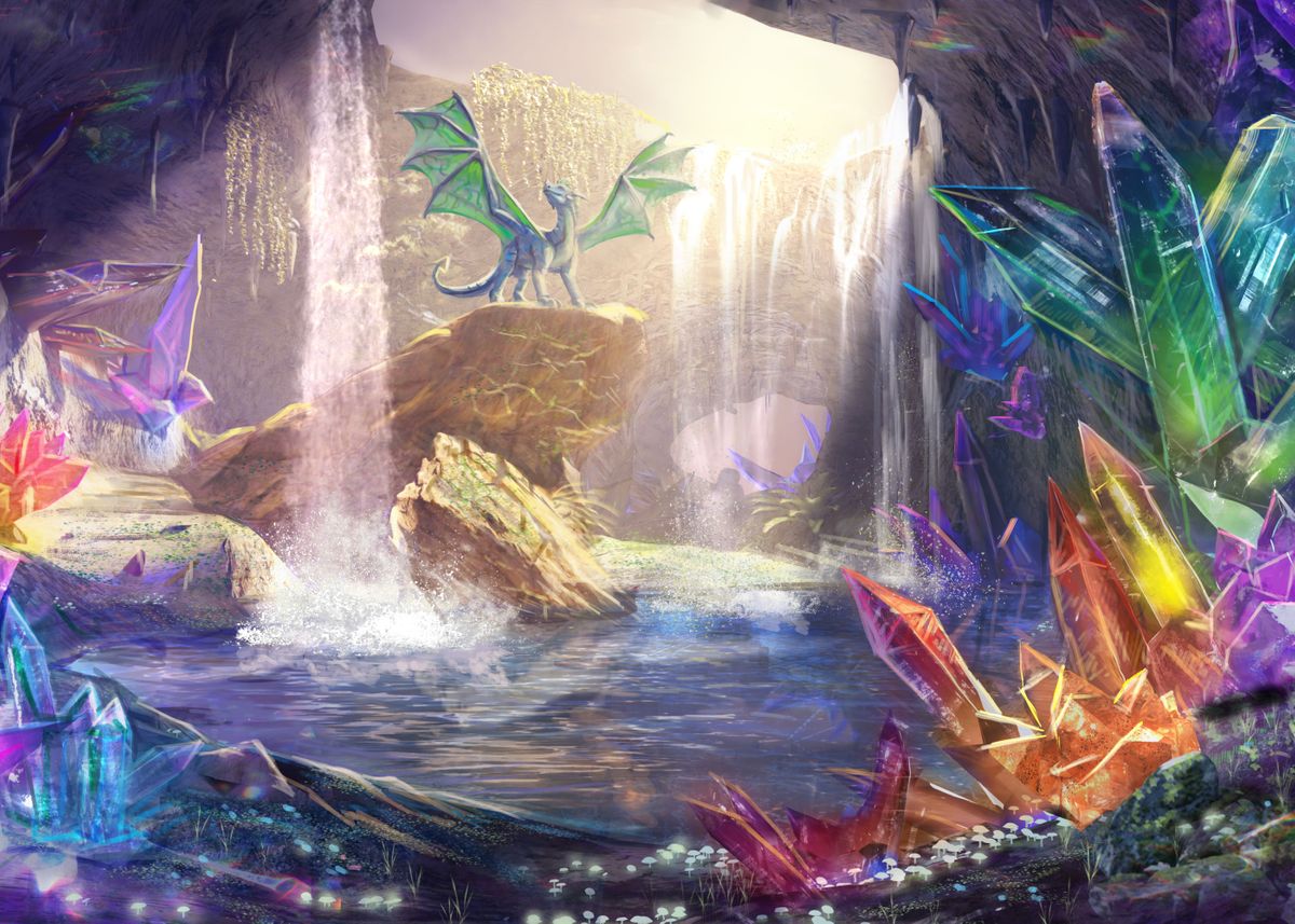 'Crystal Cave' Poster, picture, metal print, paint by RedIzaK | Displate