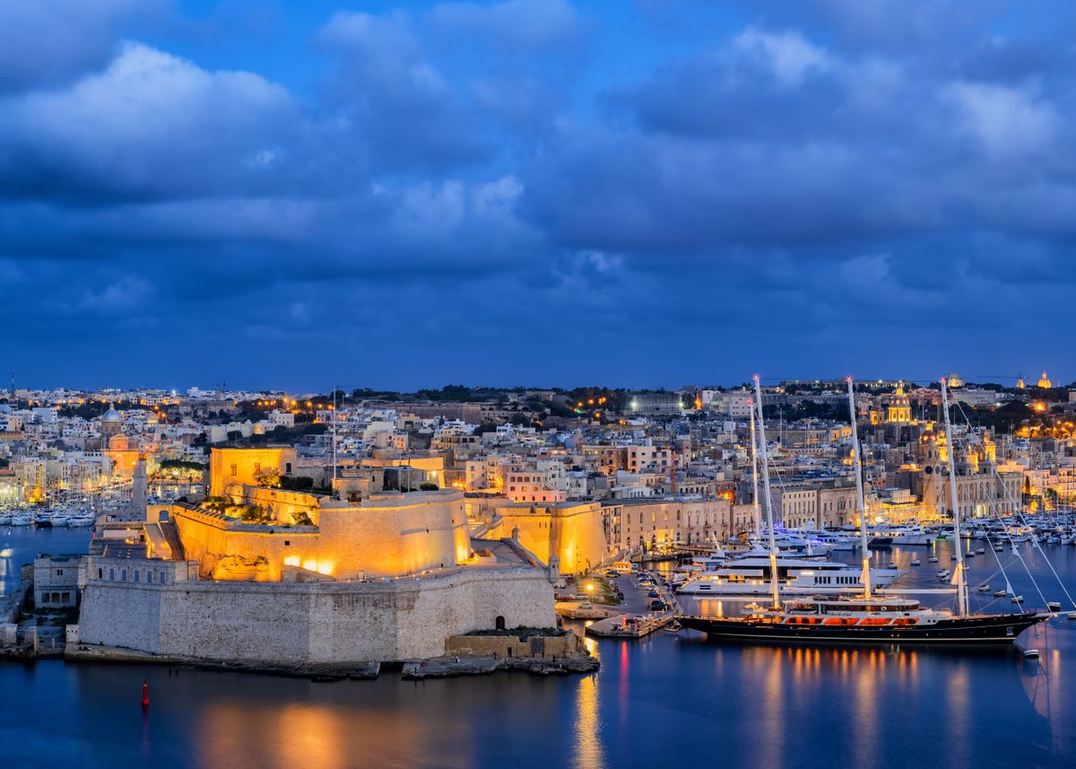 'Birgu In Malta At Night' Poster by Socratubik | Displate