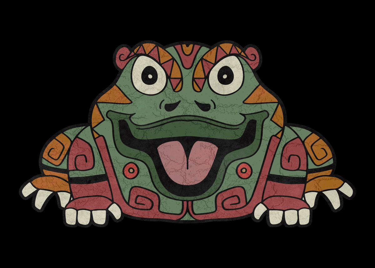 'Aztec Frog Mayan Inca' Poster, picture, metal print, paint by ...