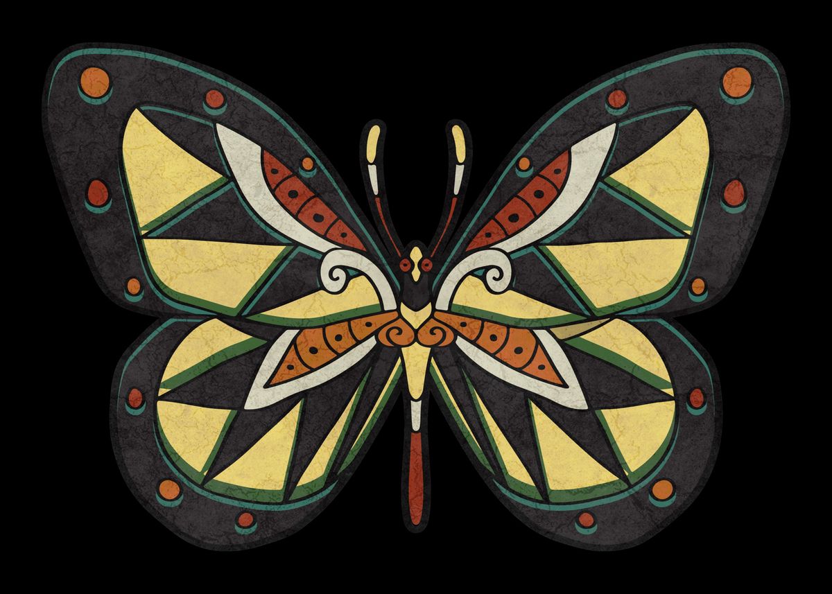 'Aztec Butterfly Mayan Inca' Poster, picture, metal print, paint by ...