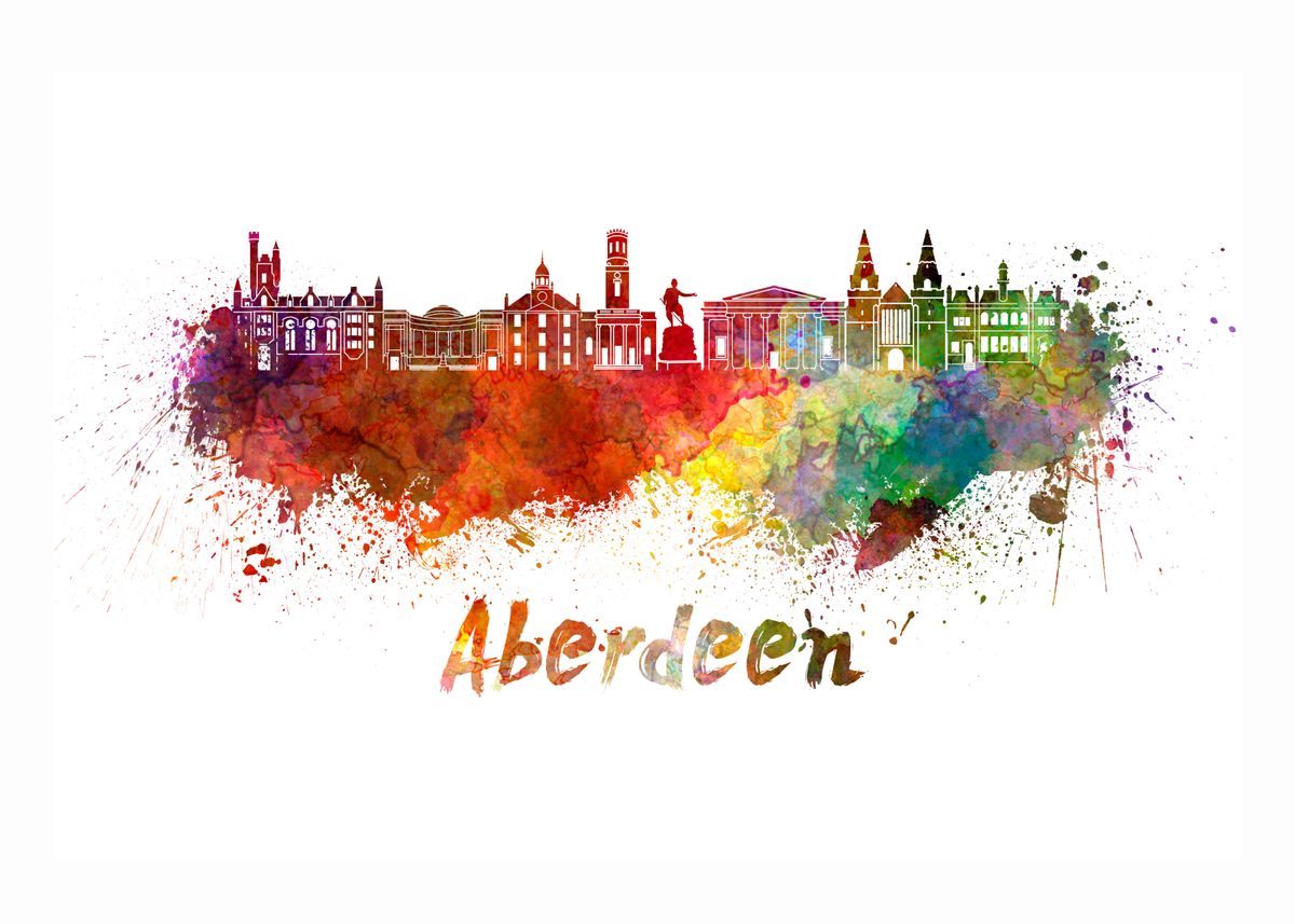 'Aberdeen skyline ' Poster, picture, metal print, paint by Cristina ...