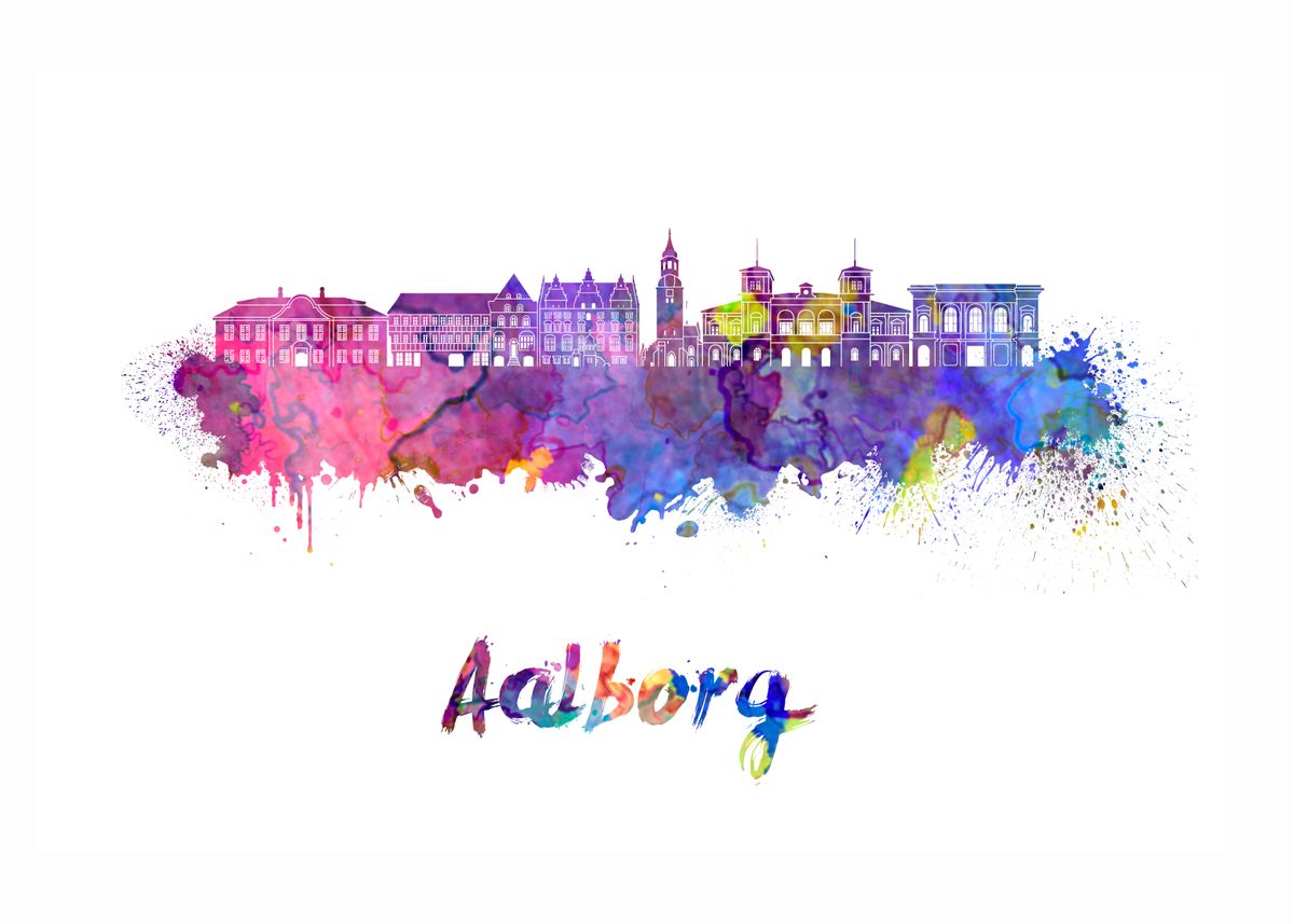 'Aalborg skyline ' Poster by Cristina Romero | Displate