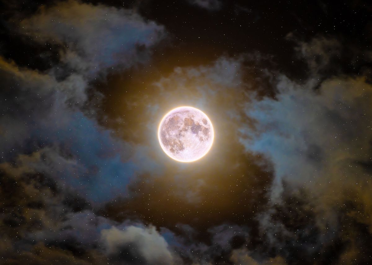 'Full Pink Moon' Poster by Rami Ammoun | Displate