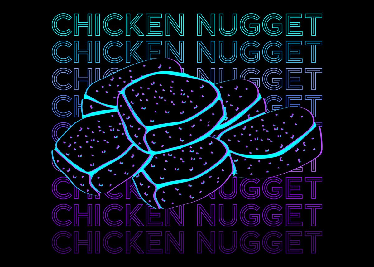 'Chicken Nugget Retro' Poster, picture, metal print, paint by ...