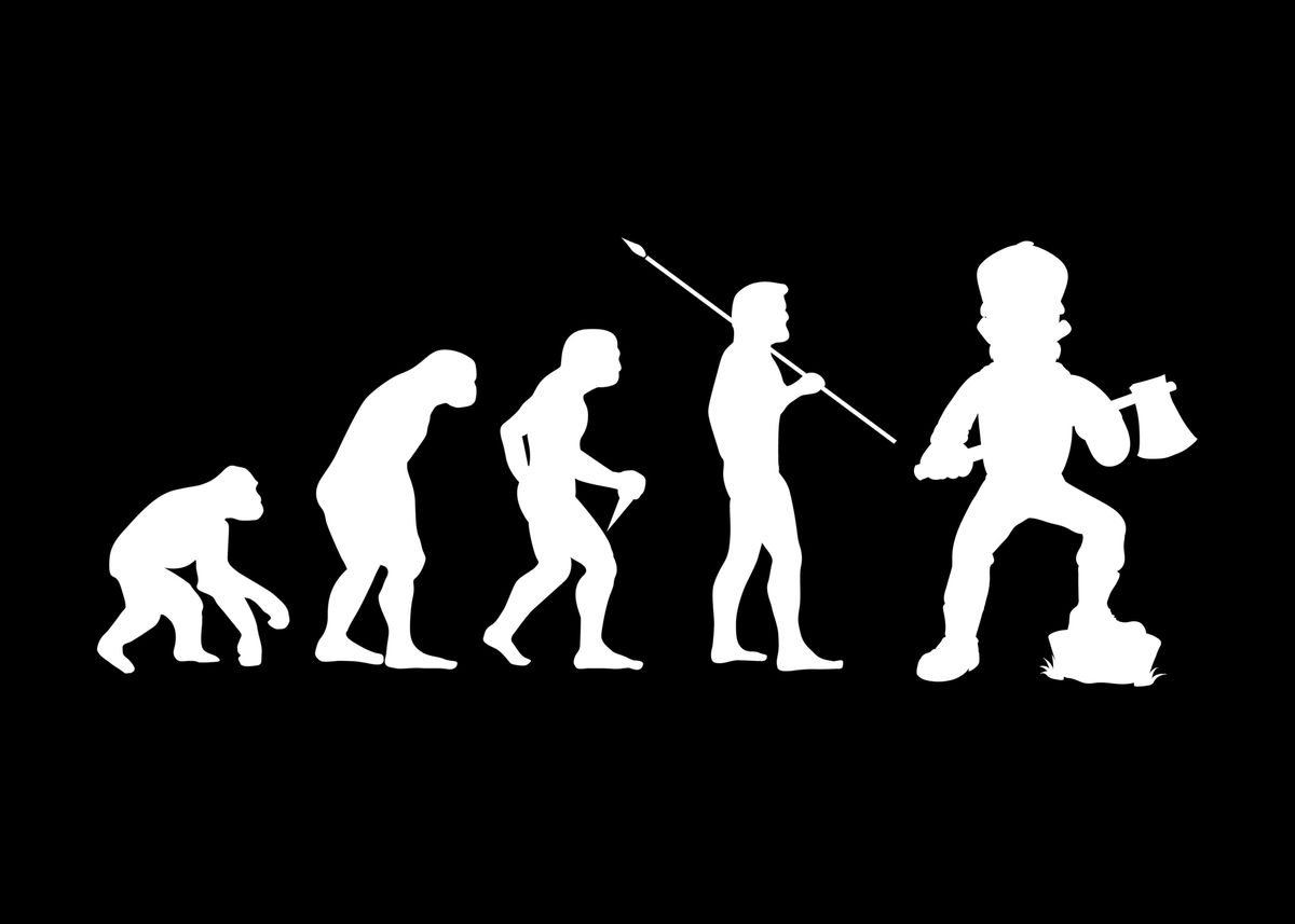 'Lumberjack Evolution' Poster, picture, metal print, paint by ...