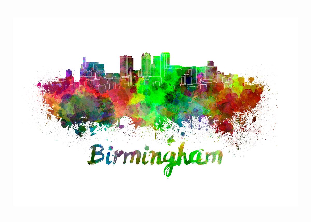 'Birmingham skyline' Poster, picture, metal print, paint by Cristina ...