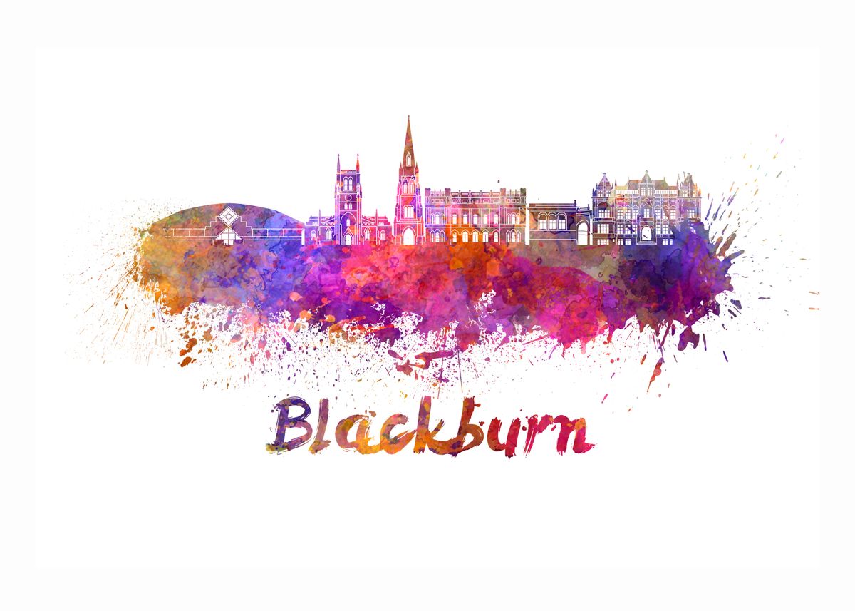 'Blackburn skyline' Poster, picture, metal print, paint by Cristina ...
