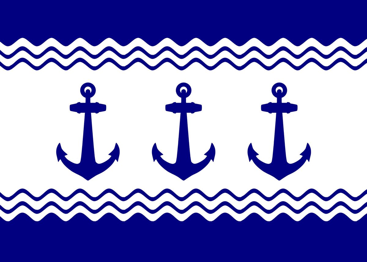 'Navy Blue White Anchor' Poster, picture, metal print, paint by Chris ...