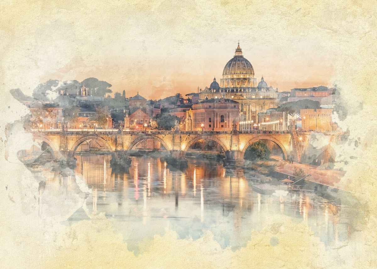 'Rome Watercolor' Poster, picture, metal print, paint by Mango Art ...