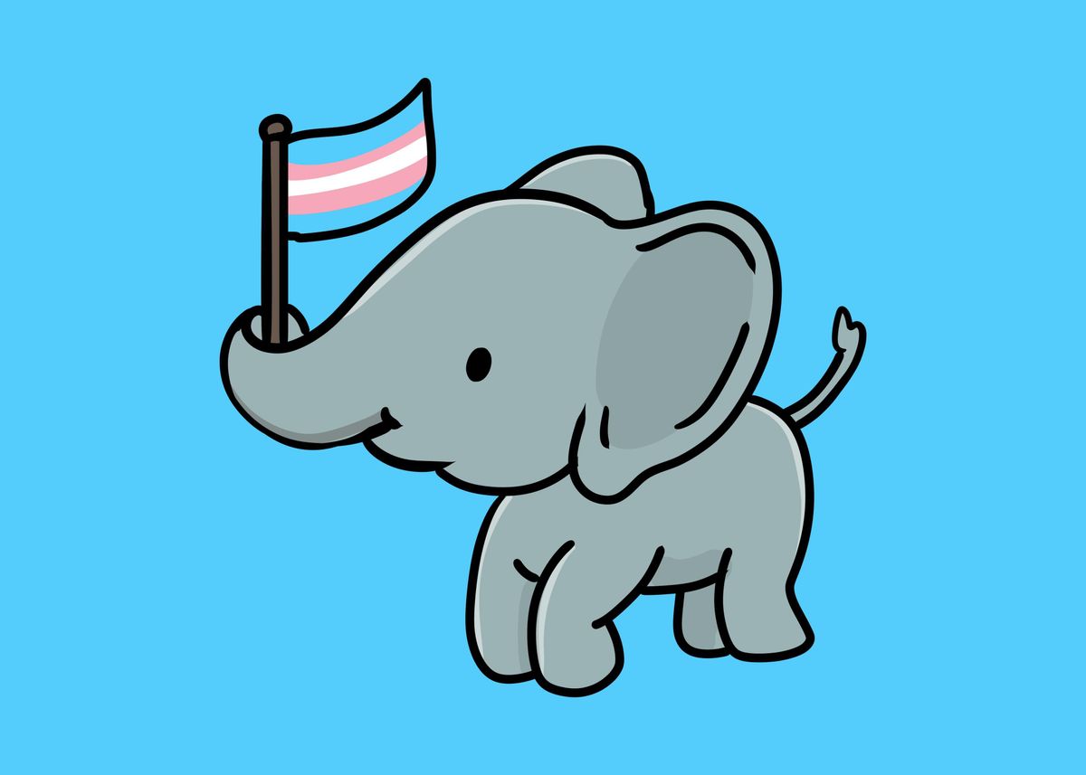 'Elephant Trans Pride Flag' Poster, picture, metal print, paint by ...