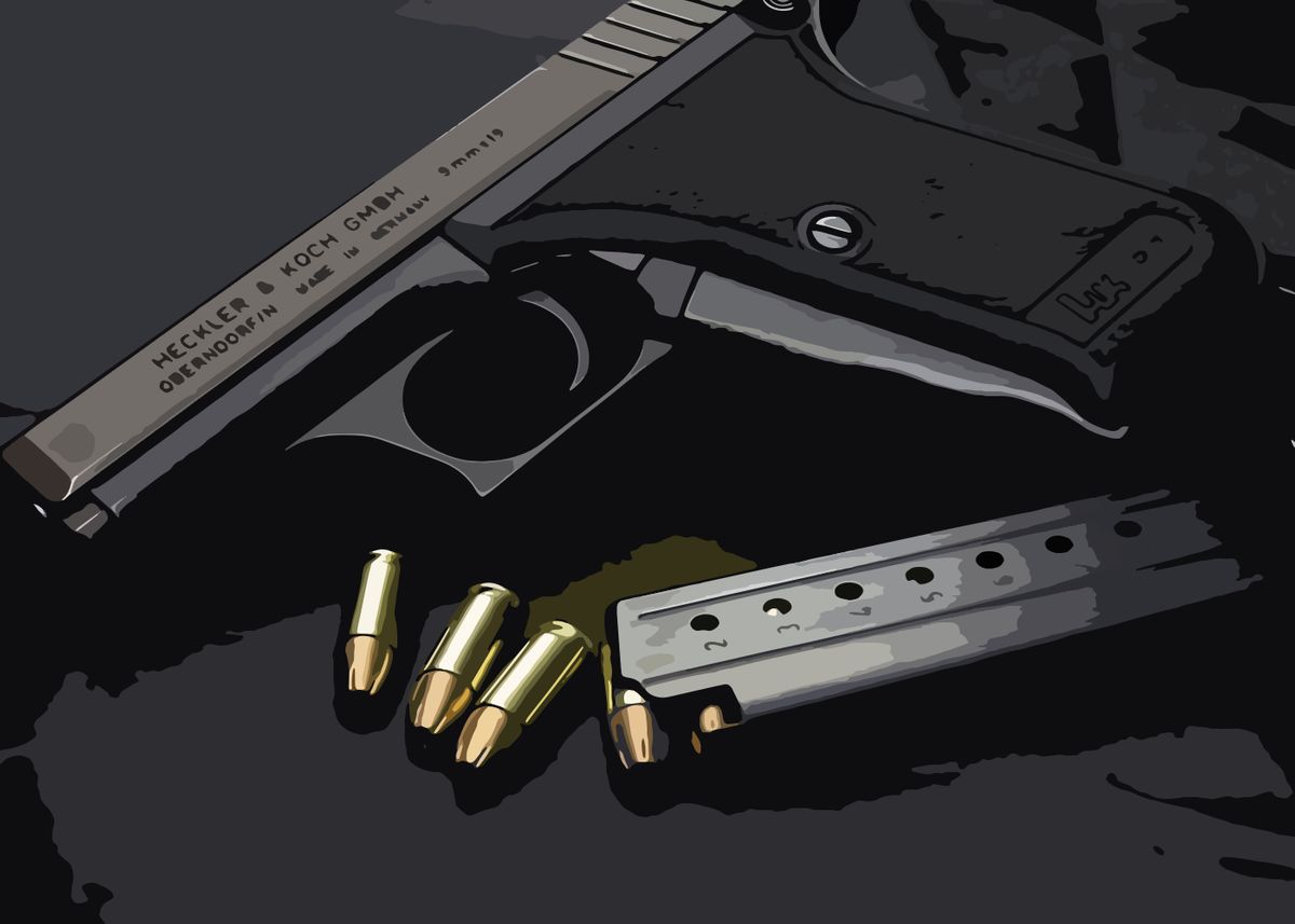 'Guns' Poster, picture, metal print, paint by Art Studio | Displate