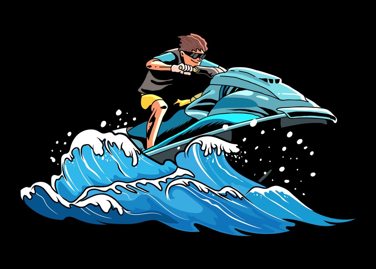 'Jet Ski' Poster, picture, metal print, paint by CrazySquirrel | Displate