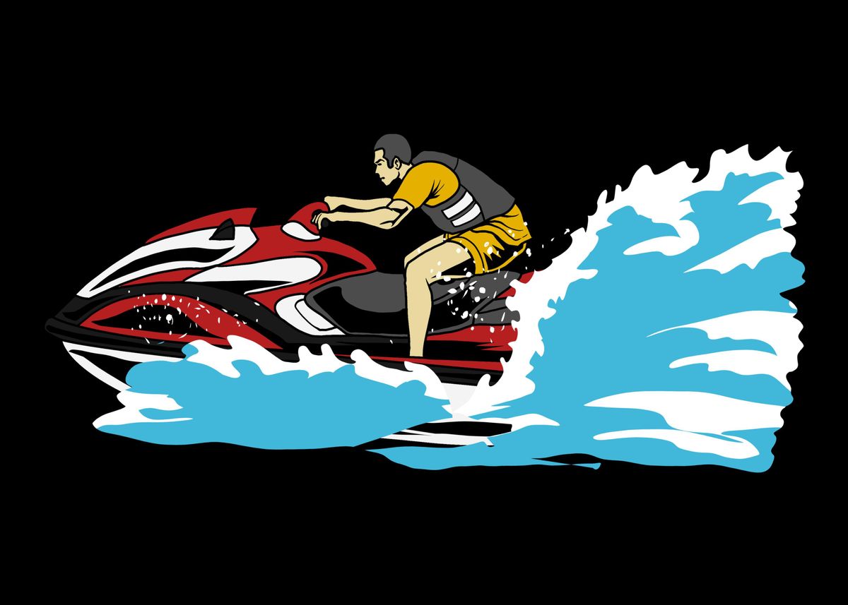 'Jet Ski' Poster, picture, metal print, paint by CrazySquirrel | Displate
