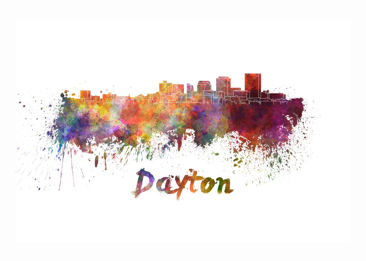 'Dayton skyline' Poster, picture, metal print, paint by Cristina Romero ...