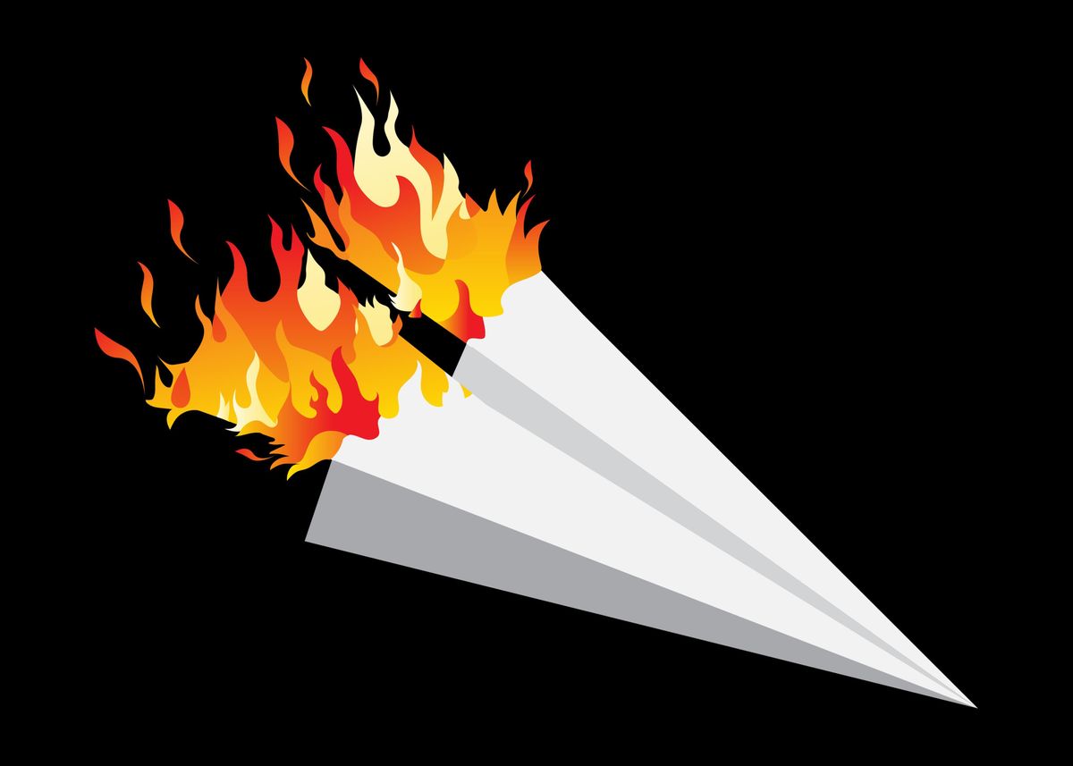 'Burning Paper Airplane' Poster, picture, metal print, paint by ...