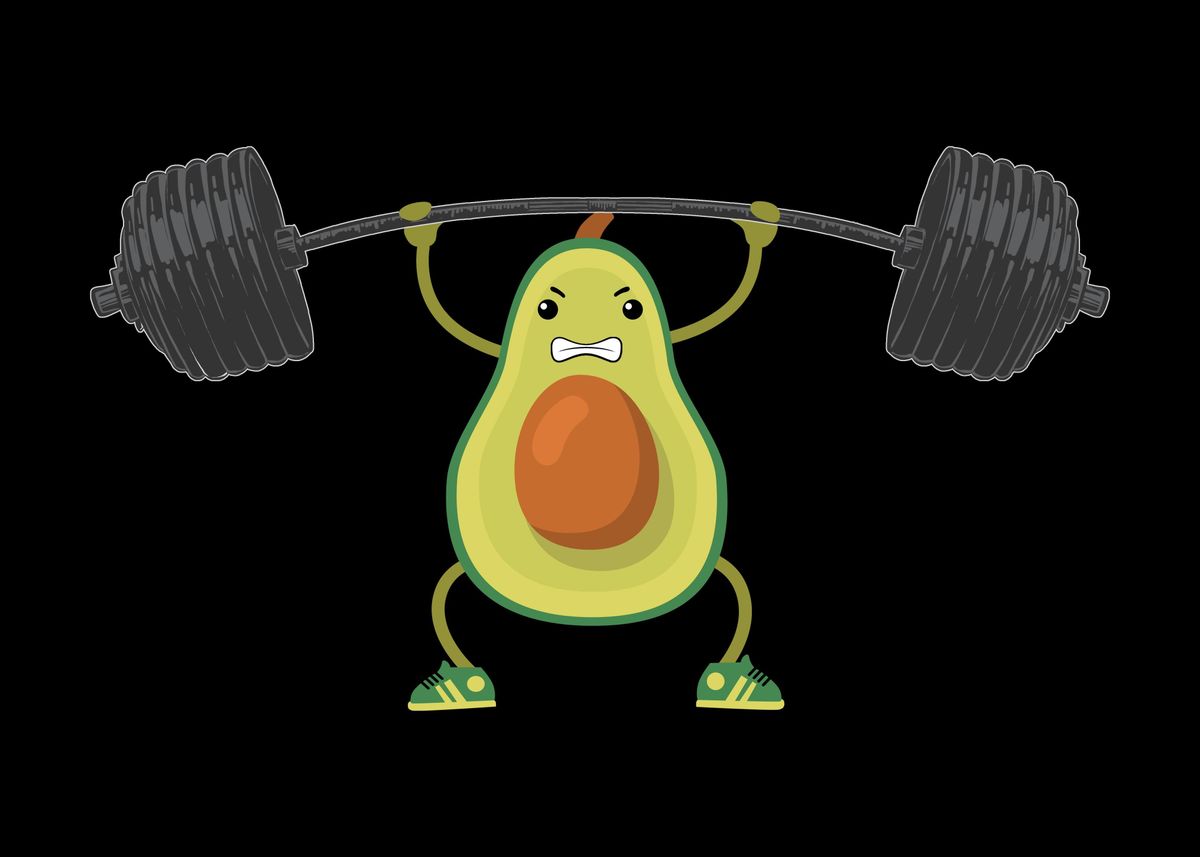 'Avocado Gym Workout' Poster, picture, metal print, paint by ...