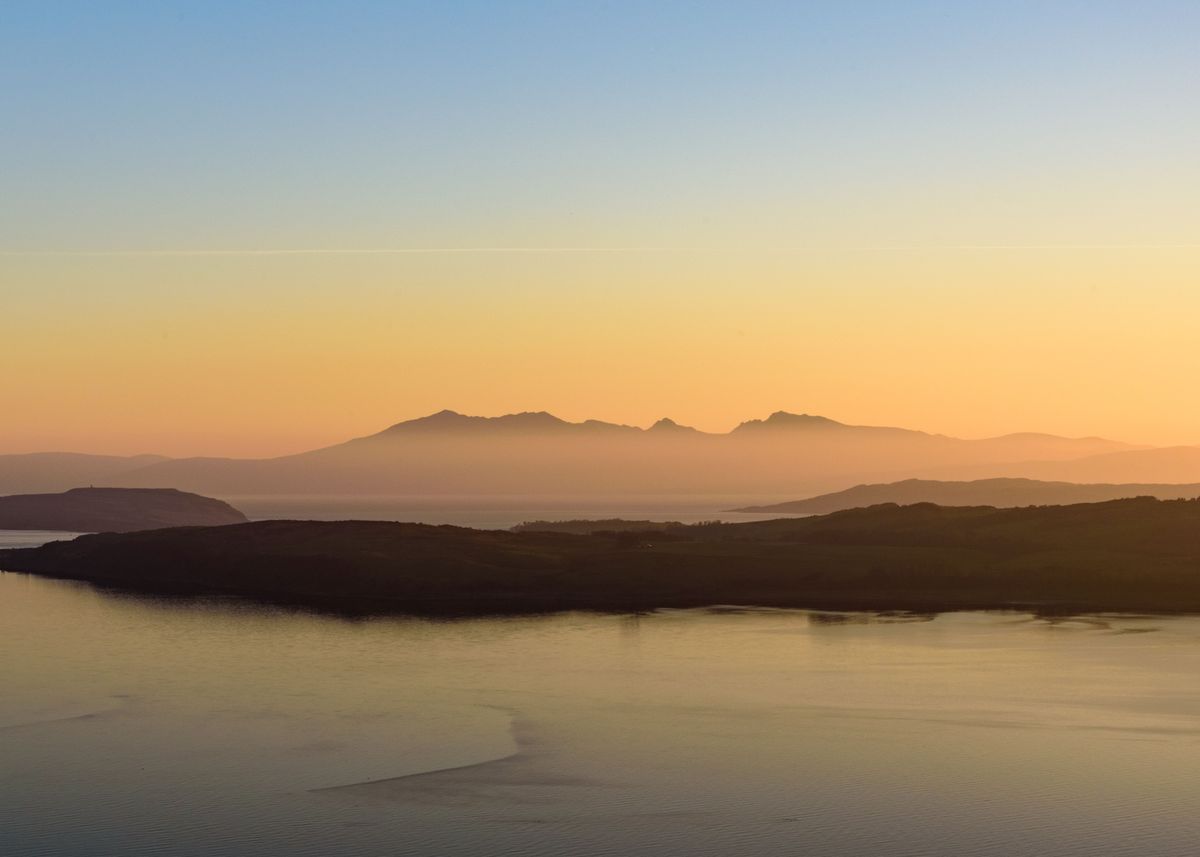 'Sunset over Arran' Poster, picture, metal print, paint by Conlyn ...