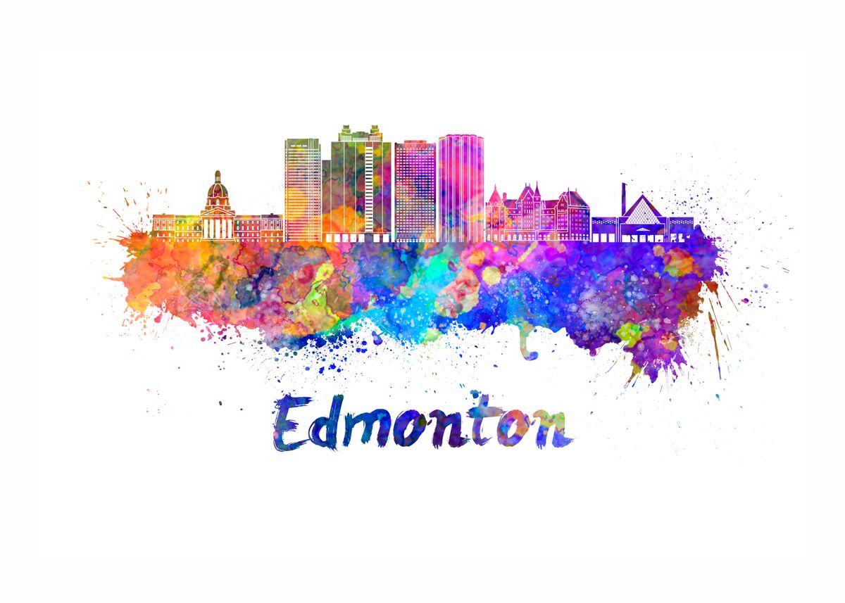 'Edmonton v2 skyline' Poster, picture, metal print, paint by Cristina ...
