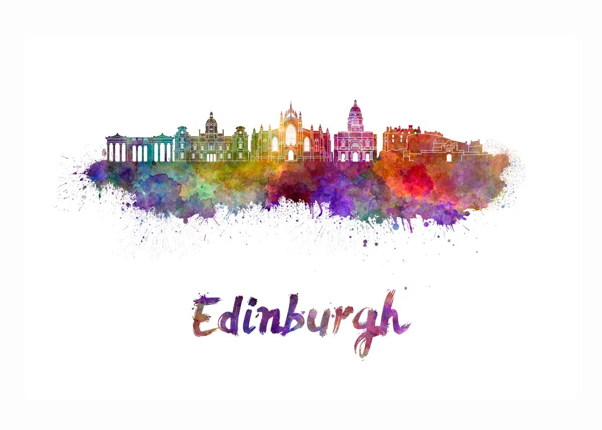 'Edinburgh skyline' Poster by Cristina Romero | Displate