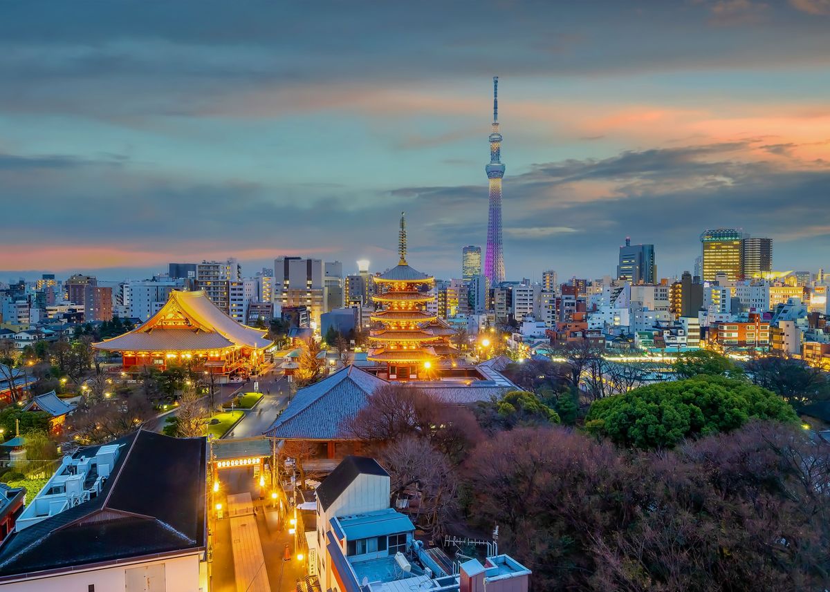 'Tokyo Cityscape ' Poster, picture, metal print, paint by Mea Mansell ...