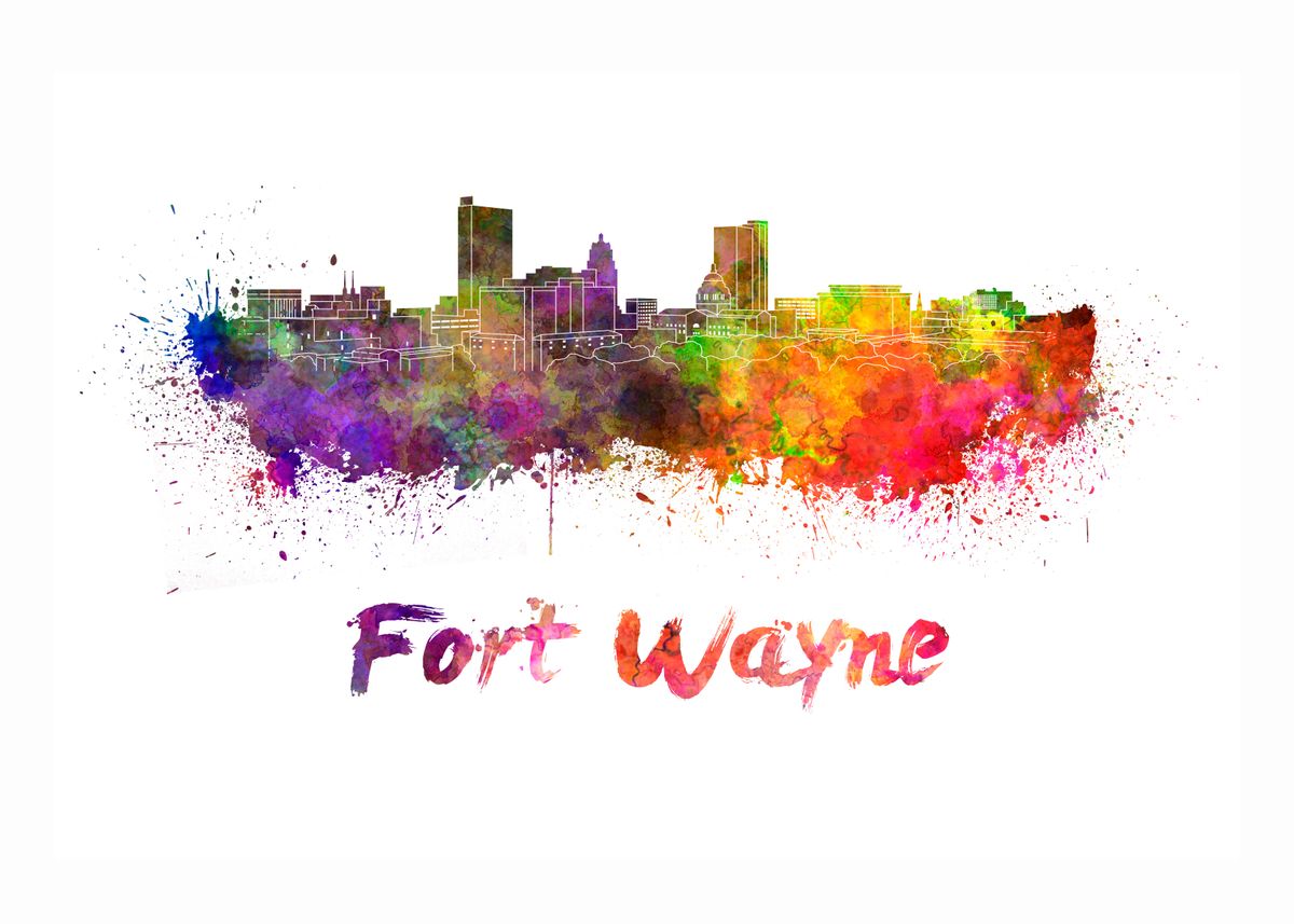 'fort wayne skyline' Poster, picture, metal print, paint by Cristina ...