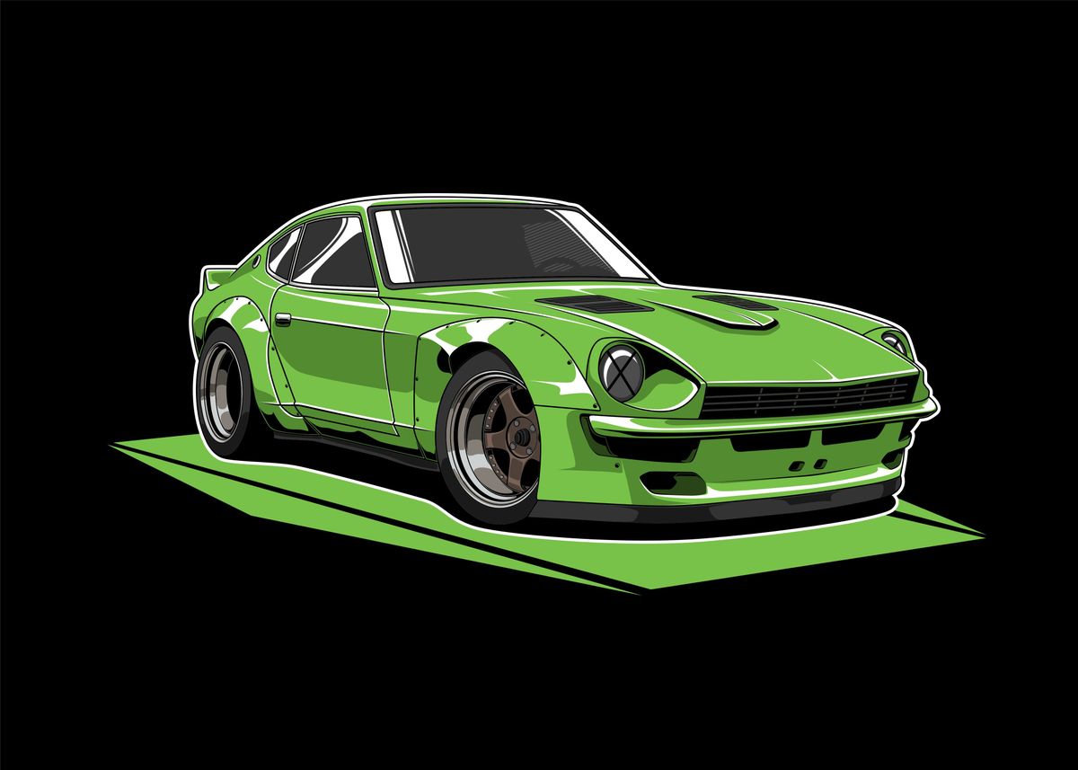 'Nissan 240Z Fairlady Green' Poster by Heru Kurniawan | Displate