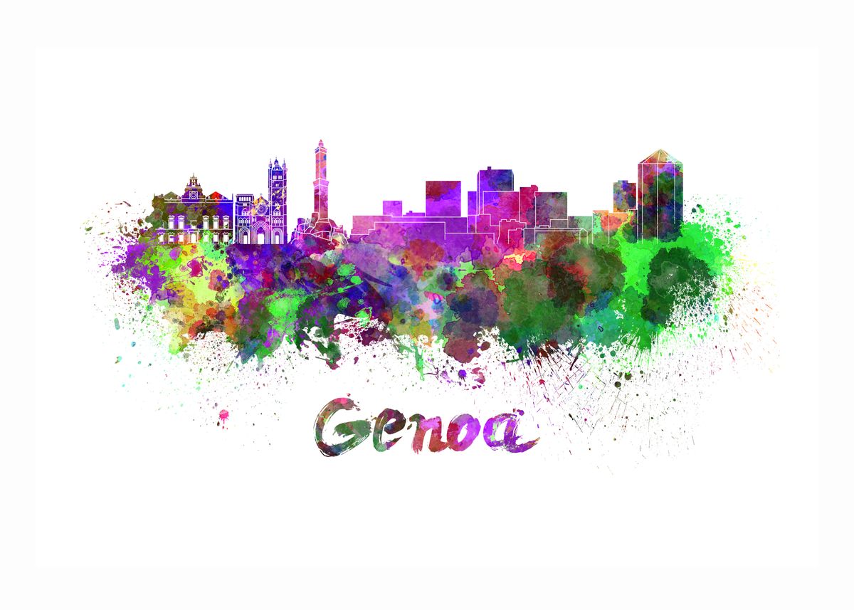 'Genoa skyline' Poster by Cristina Romero | Displate