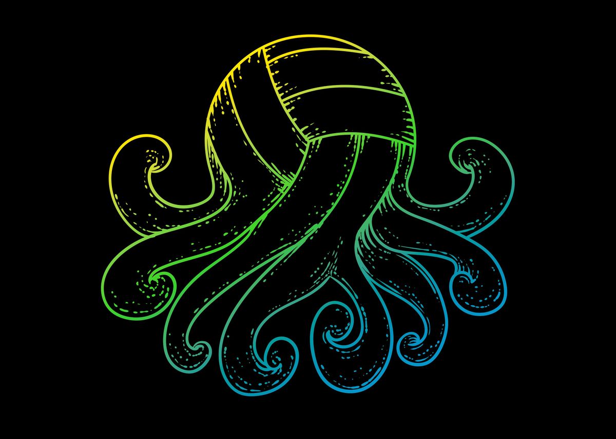 'volleyball octopus' Poster, picture, metal print, paint by dam art ...