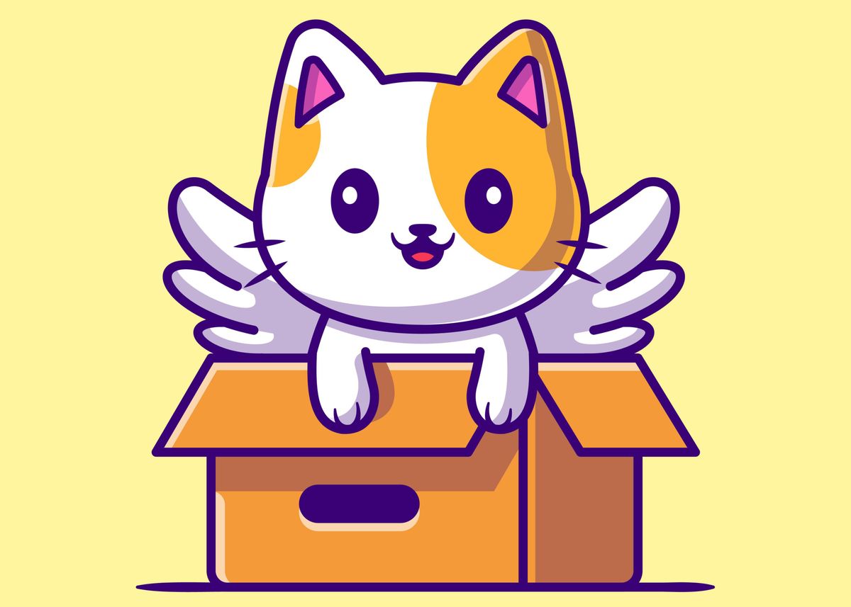 'Cute Cartoon Cat' Poster, picture, metal print, paint by Creativity ...