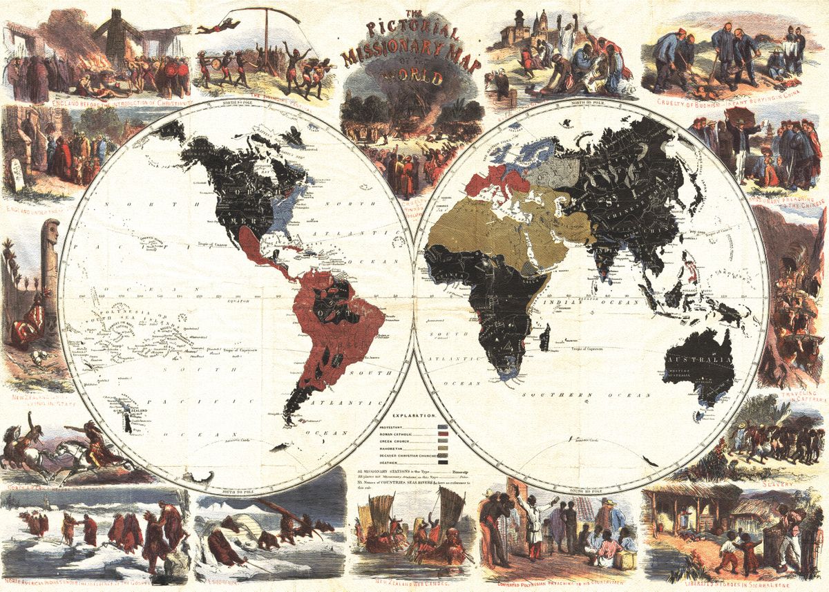 '1861 World Map' Poster, picture, metal print, paint by Sam Kal | Displate