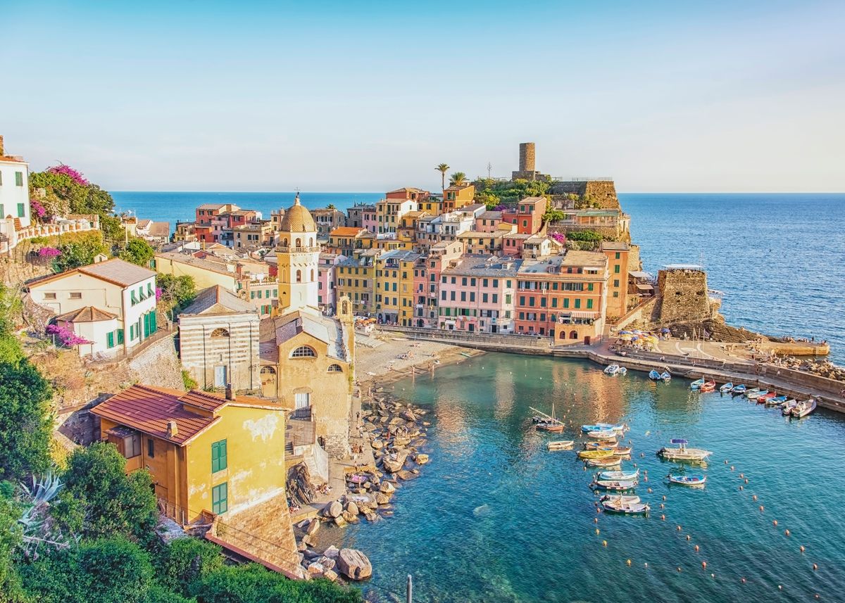 'Summer In Vernazza' Poster, picture, metal print, paint by Mango Art | Displate