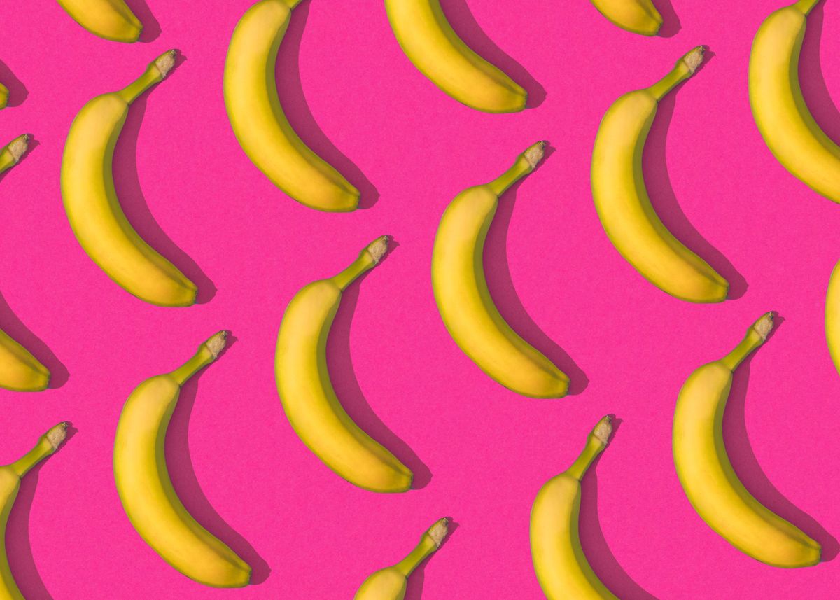 'Bananas pattern on pink ba' Poster by StockWichel | Displate