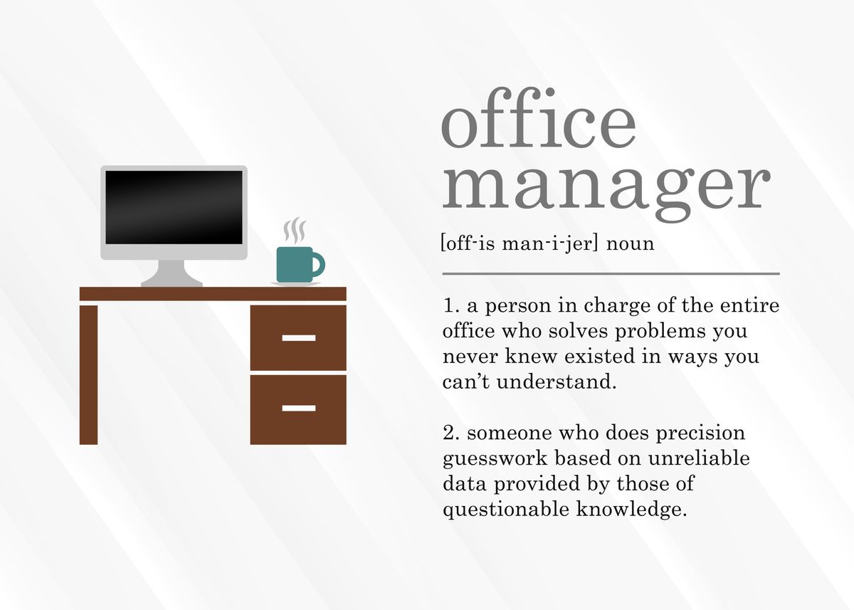 'Office Manager Definition' Poster, picture, metal print, paint by ...