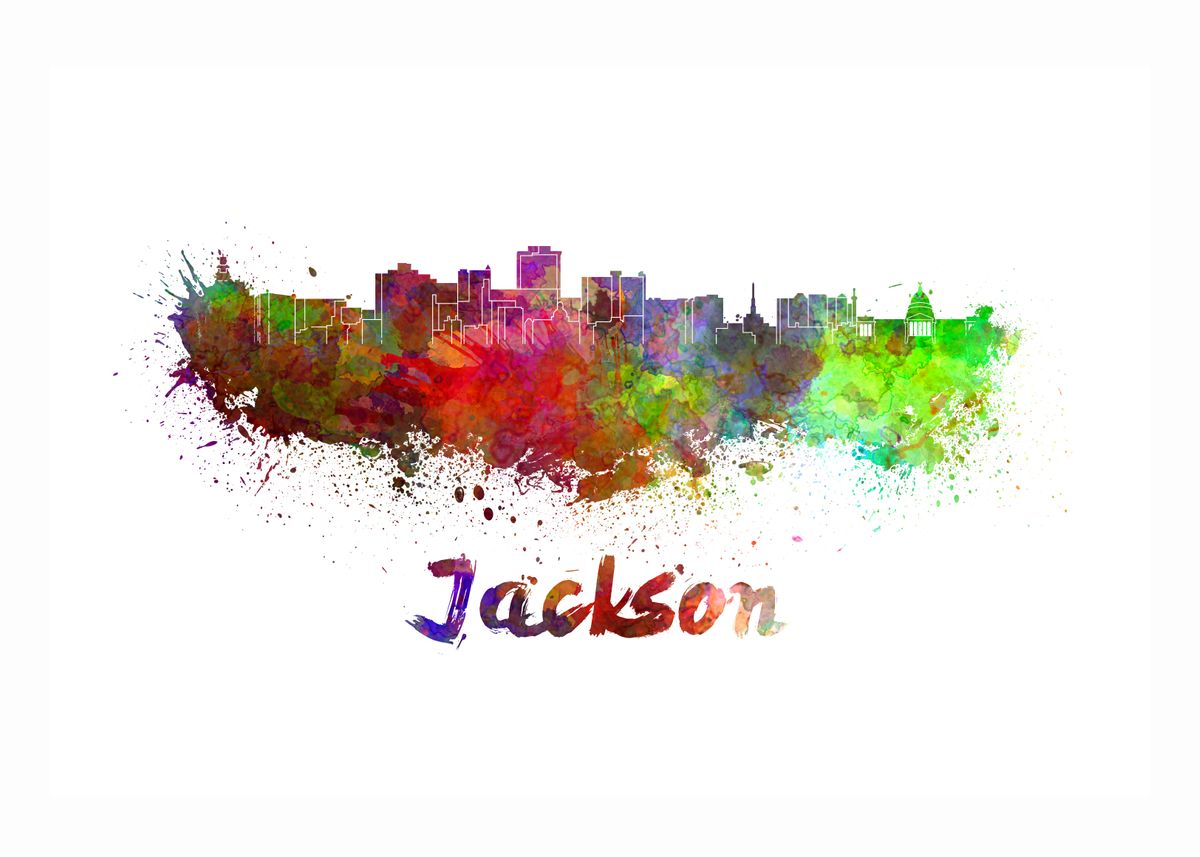 'Jackson skyline' Poster by Cristina Romero | Displate