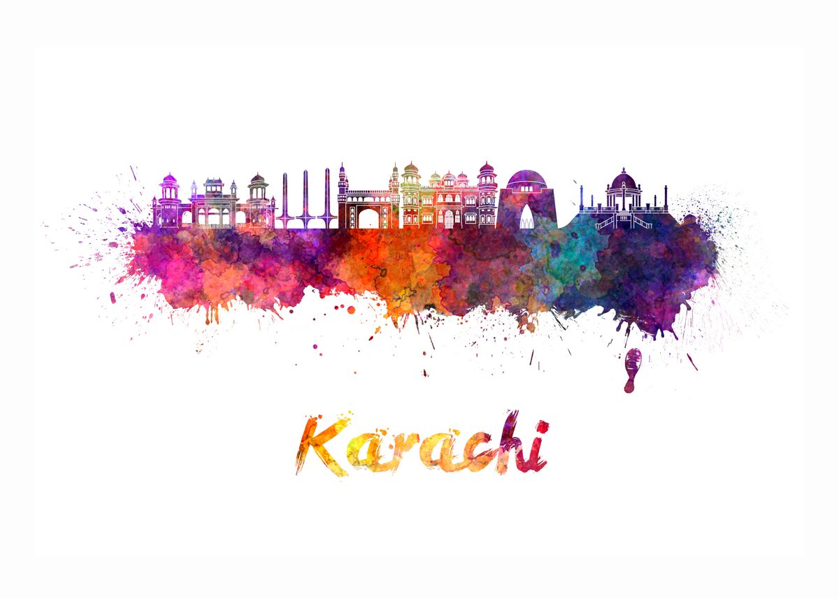 'Karachi skyline' Poster, picture, metal print, paint by Cristina ...