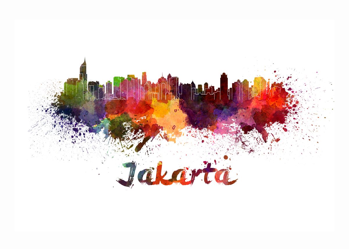 'Jakarta skyline' Poster, picture, metal print, paint by Cristina ...