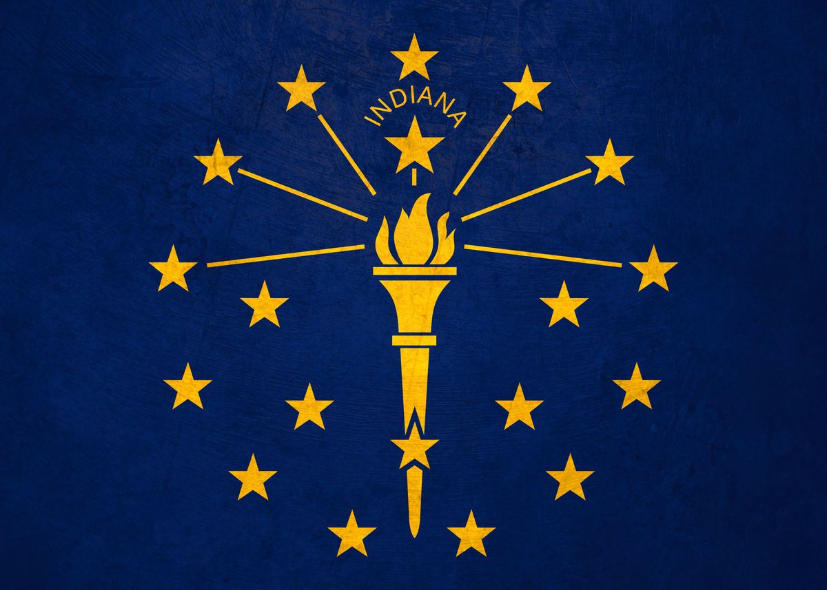 'Flag of Indiana on Wall' Poster by Angelos Zachariou | Displate